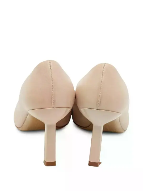 FERRAGAMO Beige Leather Pointed Toe High Heel Pumps
