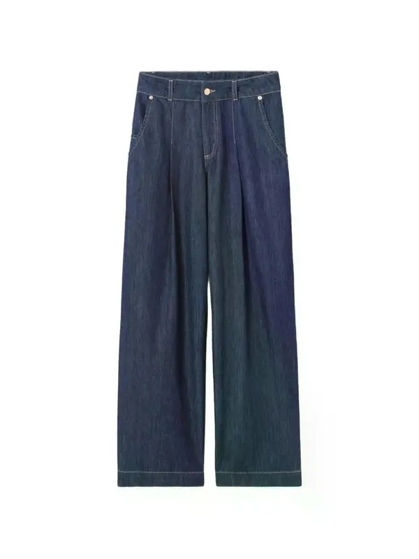 Claudie Pierlot Pleated Wide-leg Jeans - Blue