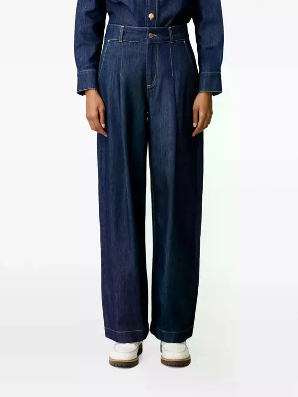 Claudie Pierlot Pleated Wide-leg Jeans