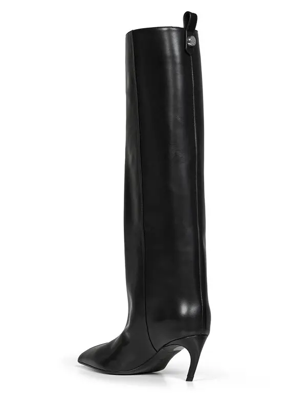 Attico Black Leather Knee-high Boots