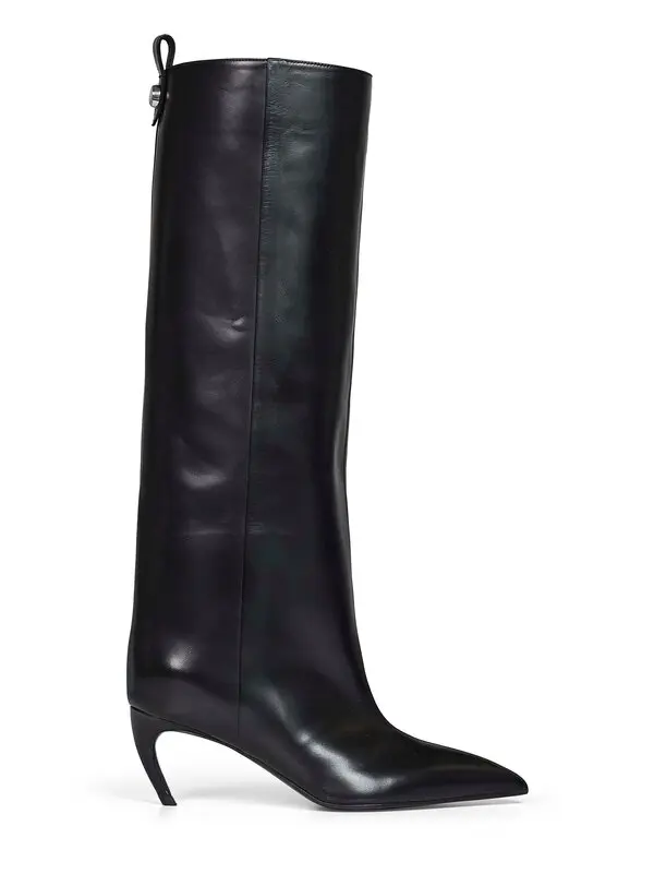 Attico Black Leather Knee-high Boots - Multicolor