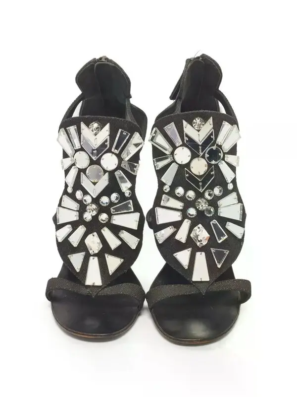 GIUSEPPE ZANOTTI Canvas Mirror-embellished Stiletto Sandals
