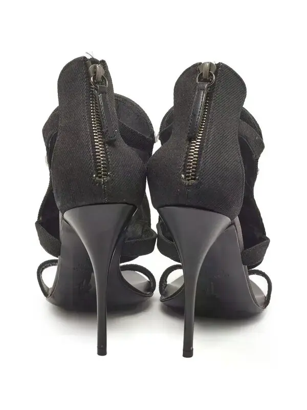 GIUSEPPE ZANOTTI Canvas Mirror-embellished Stiletto Sandals