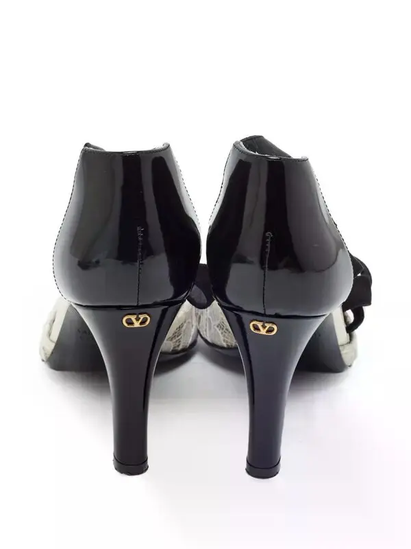 Valentino Garavani Embellished Lace-overlay Ankle-tie Pumps