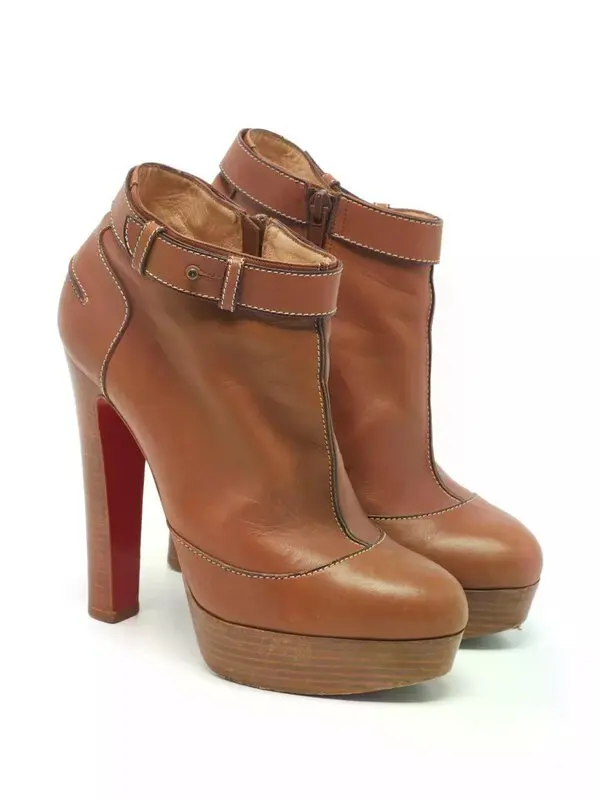 CHRISTIAN LOUBOUTIN Platform Block Heel Ankle Boots