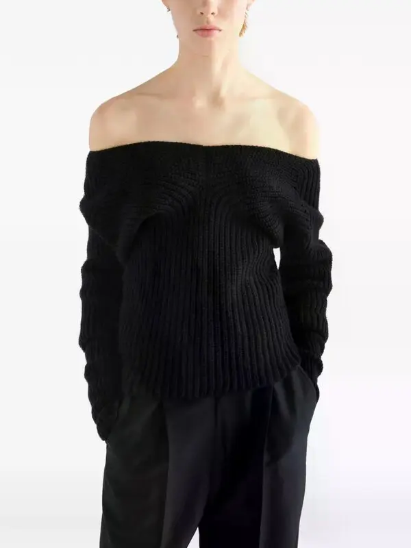 LEMAIRE Lemiare Off-shoulder Ribbed Sweater In Worsted Wool