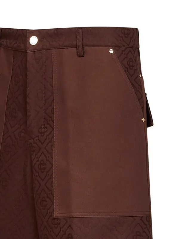 Casablanca Dark Brown Cotton Monogram Cargo Shorts - Multicolor