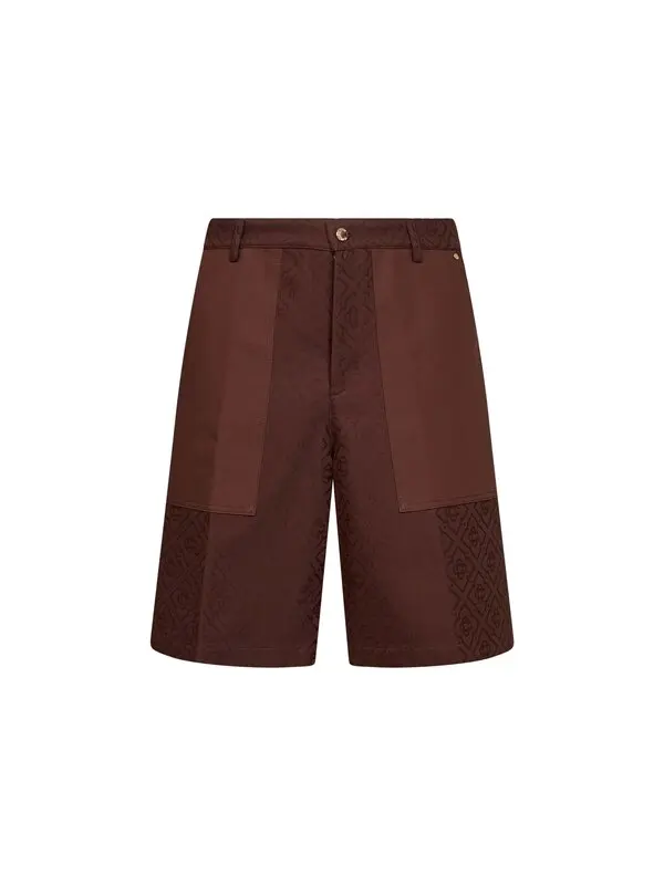 Casablanca Dark Brown Cotton Monogram Cargo Shorts - Multicolor