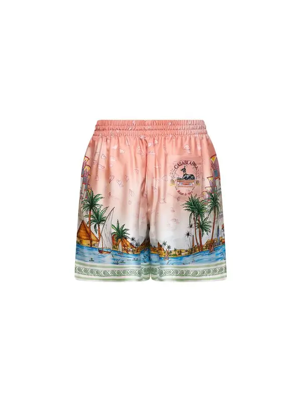 Casablanca Silk Printed Ethereal Shorts - Multicolor