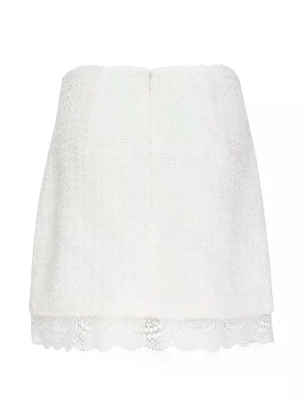 SELF-PORTRAIT Bouclé Lace-trim Mini Skirt