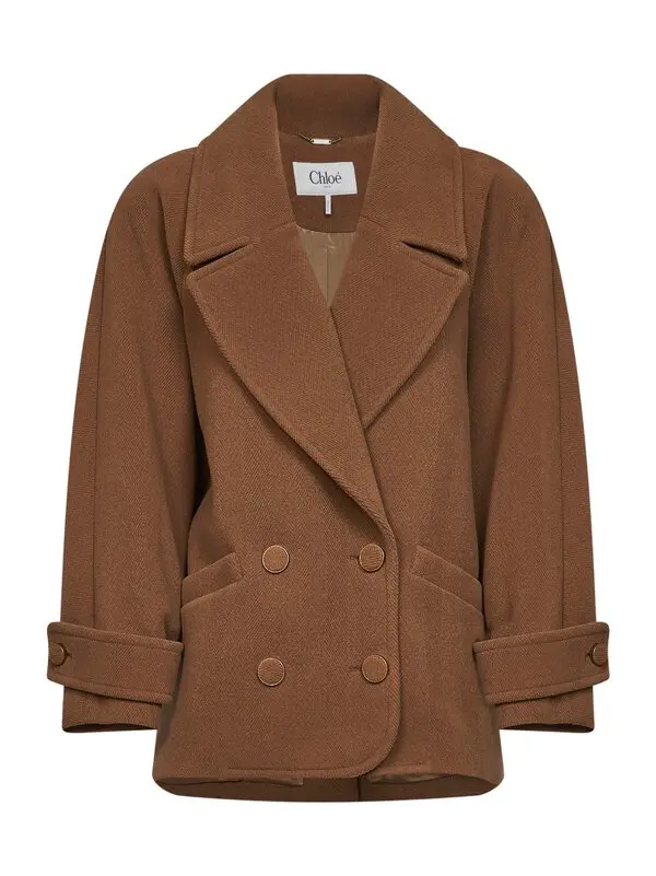 Chloé Double-breasted Wool Short Coat - Multicolor