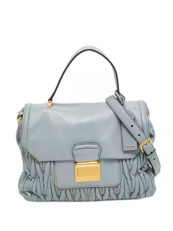Miu Miu Matelassé Leather Top Handle Crossbody Bag - Blue