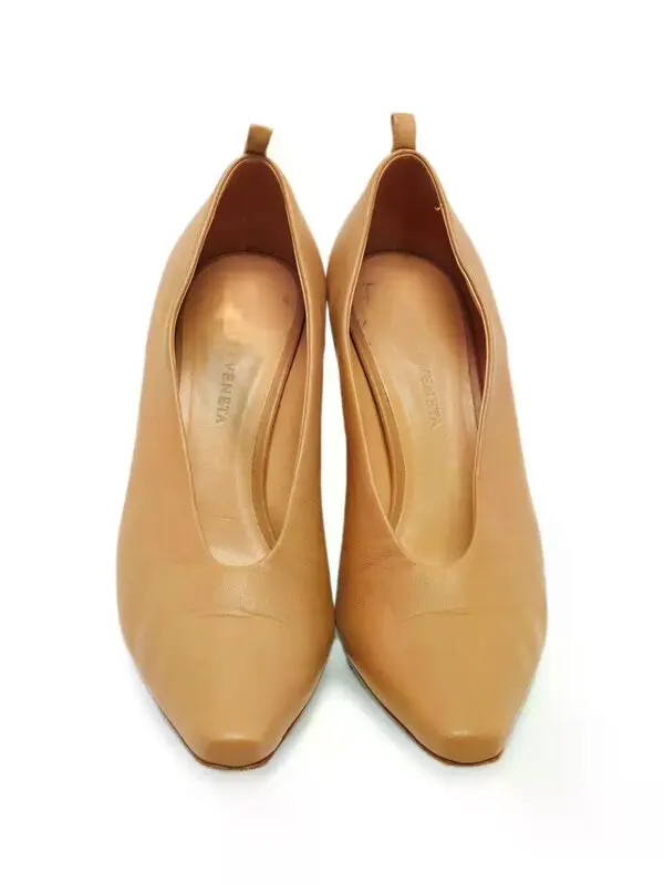 Bottega Veneta Almond Toe V-neck Vamp Leather Pumps