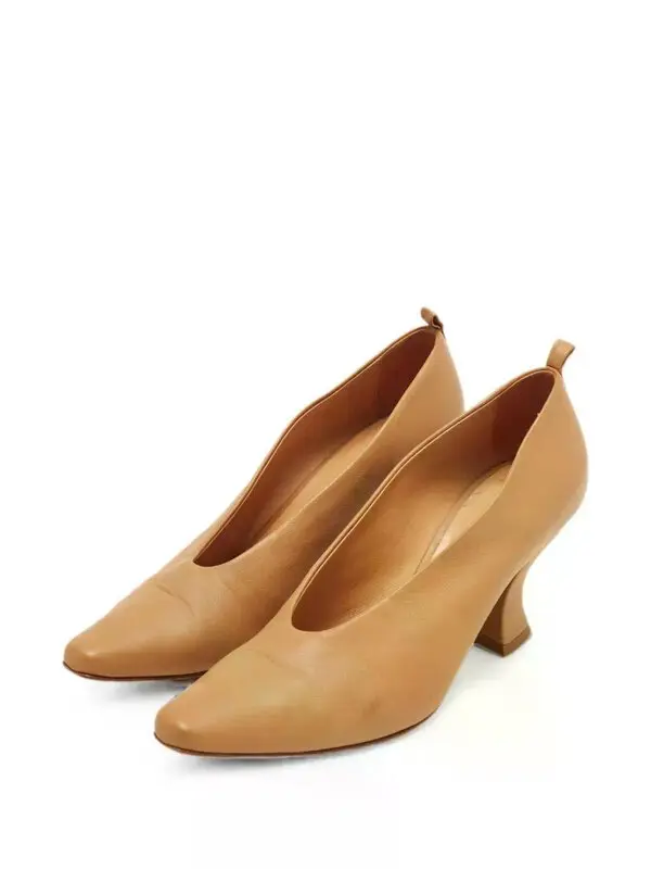 Bottega Veneta Almond Toe V-neck Vamp Leather Pumps