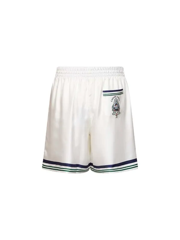 Casablanca Silk Hotel Emblem Shorts - Multicolor