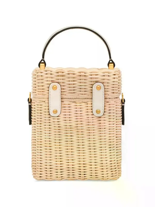 Oscar De La Renta Alibi In Wicker Floral-applique Shoulder Bag