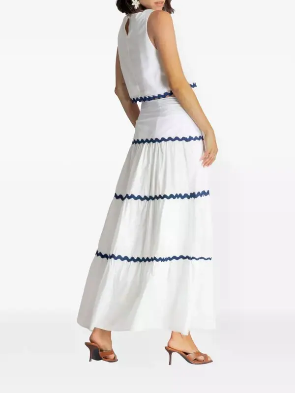 MOUTAKI Tiered Wavy-trim Maxi Skirt