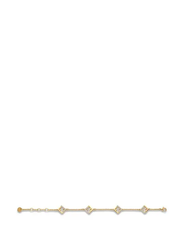 Fendi Forever Ff-motif Crystal-embellished Bracelet - Gold
