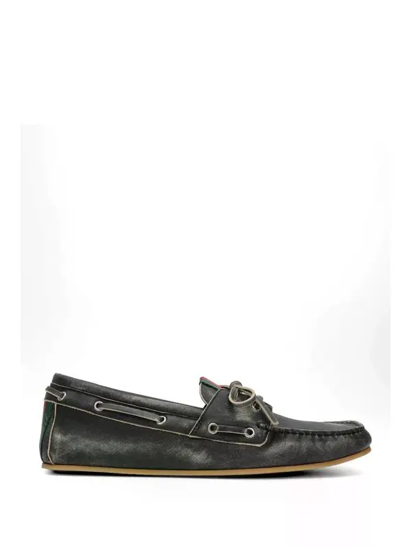 Gucci Striped Lace-up Boat Shoes