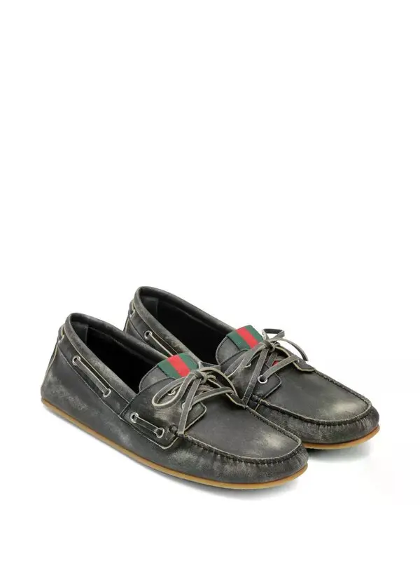 Gucci Striped Lace-up Boat Shoes