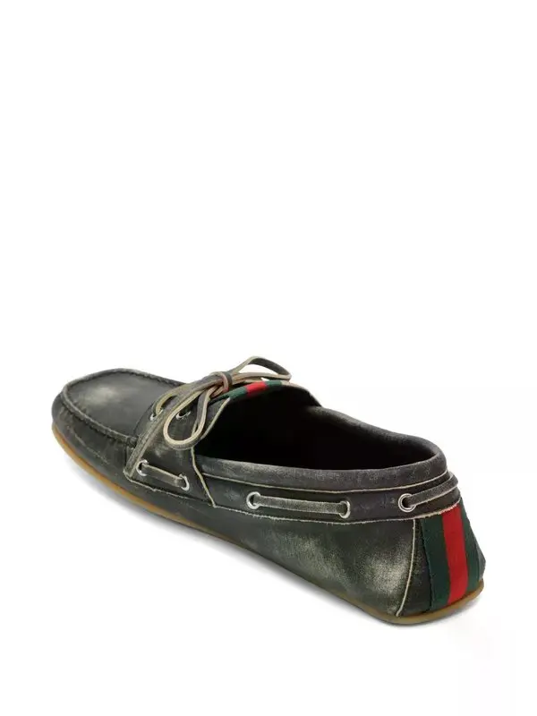 Gucci Striped Lace-up Boat Shoes