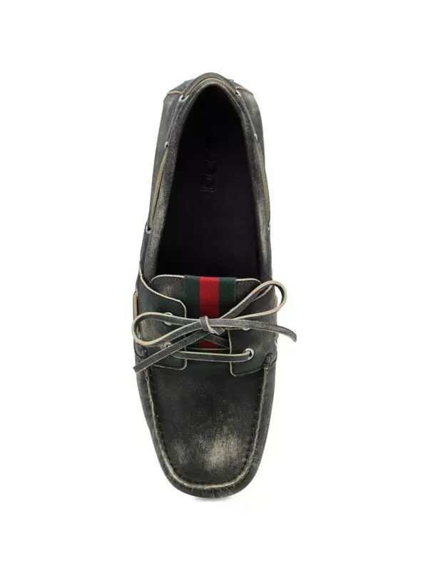 Gucci Striped Lace-up Boat Shoes