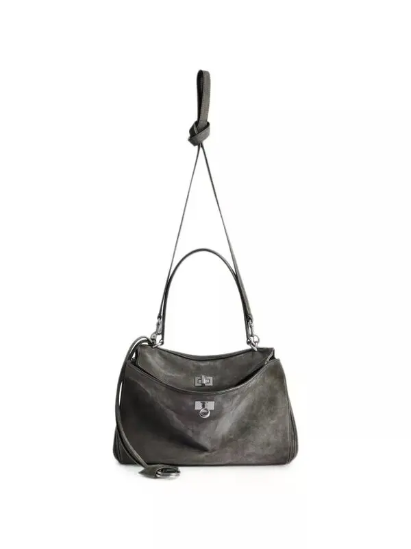 Balenciaga Turn-lock Leather Shoulder Bag - Grey