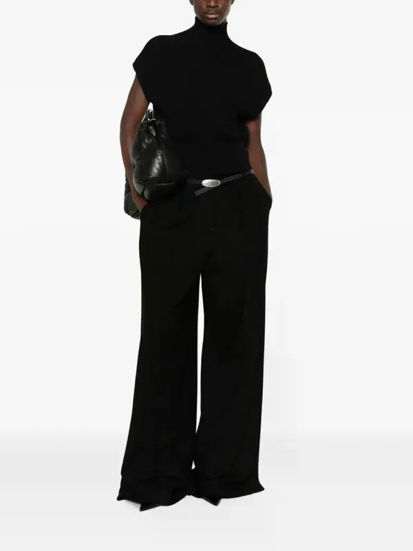 Rick Owens Ribbed Knit Sleeveless High Neck Top