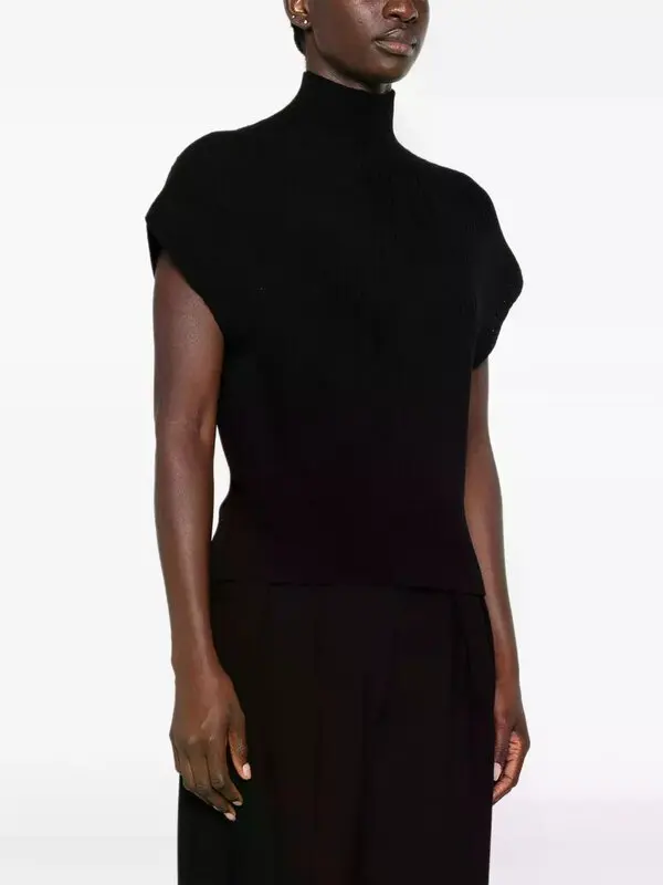 Rick Owens Ribbed Knit Sleeveless High Neck Top