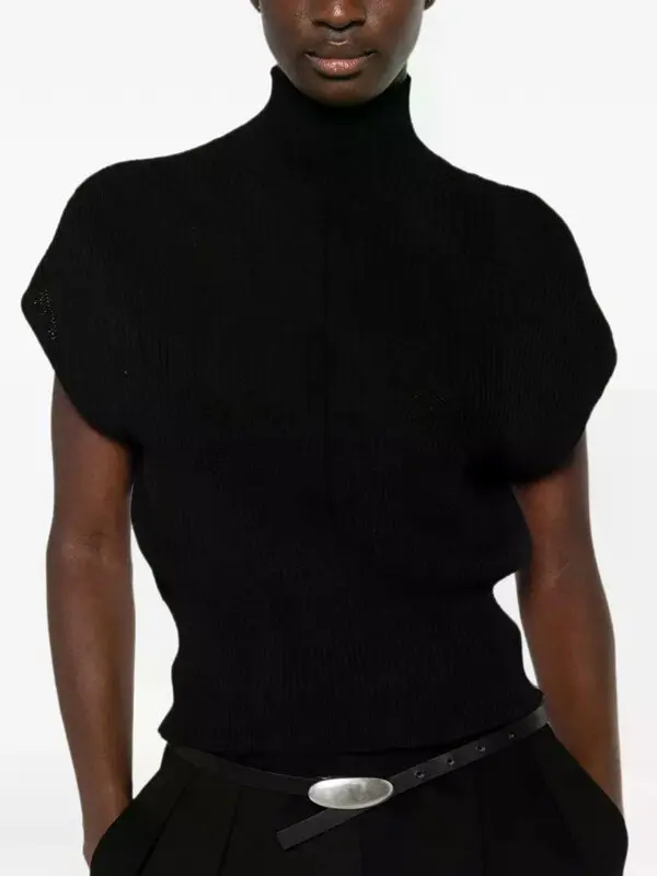 Rick Owens Ribbed Knit Sleeveless High Neck Top