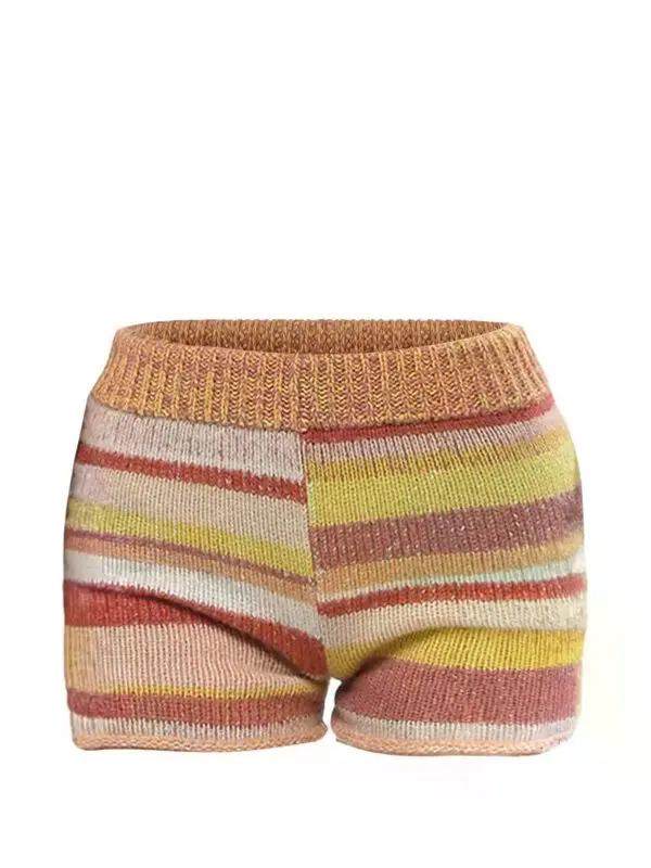 THE ELDER STATESMAN Striped Cashmere Shorts