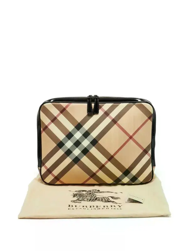 Burberry Nova Check Patent-leather Laptop Sleeve - Neutrals