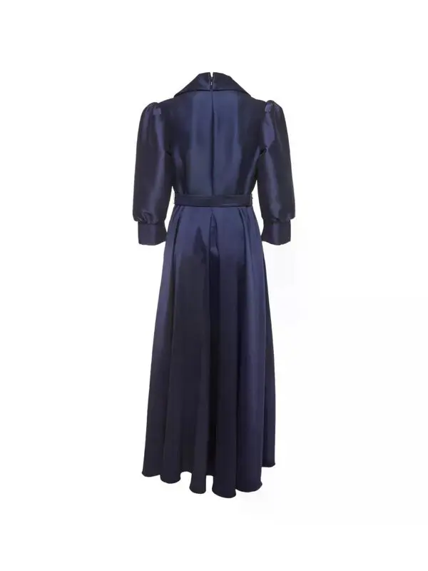 Badgley Mischka Belted Puff-sleeve Maxi Gown