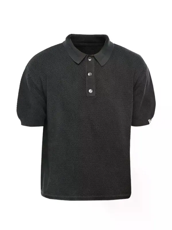 Palm Angels Moss-stitch Knit Polo Shirt - Grey