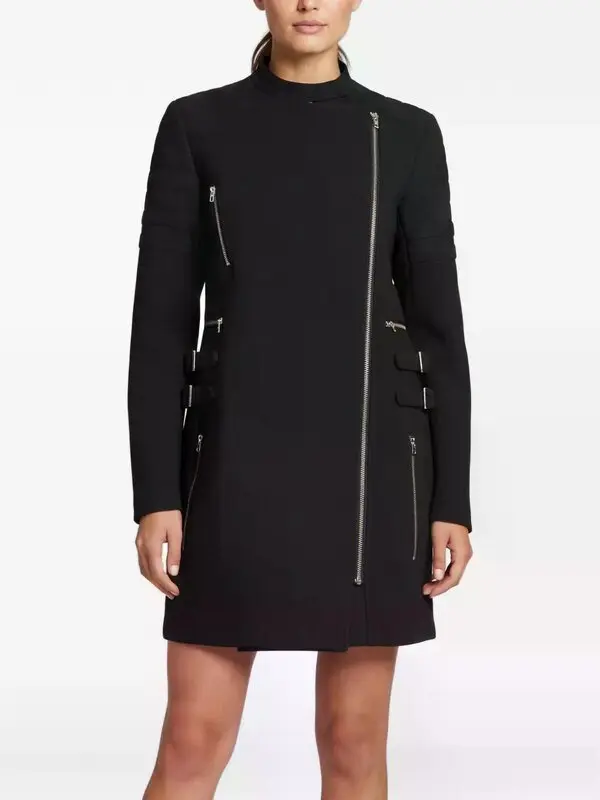 Celine Asymmetric Zipped Mini Coat - Black