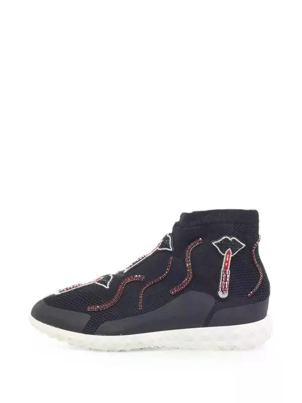 Valentino Garavani Bead-embellished High-top Sneakers