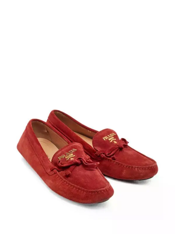 Prada Bow-detail Suede Loafers