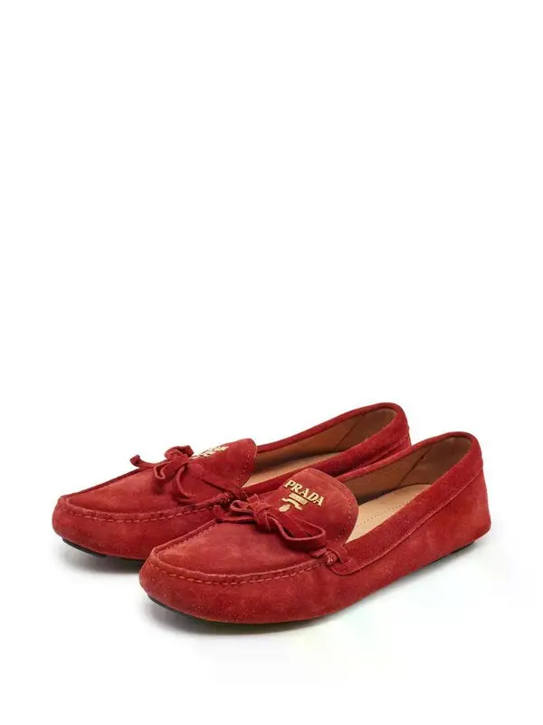 Prada Suede Bow Detail Loafers