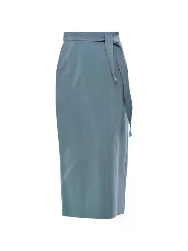 SUPER BLOND Belted Pencil Midi Skirt - Blue