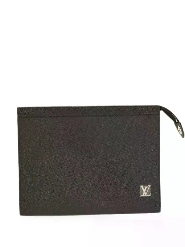 LOUIS VUITTON Pochette Voyage Taiga Leather Clutch Bag