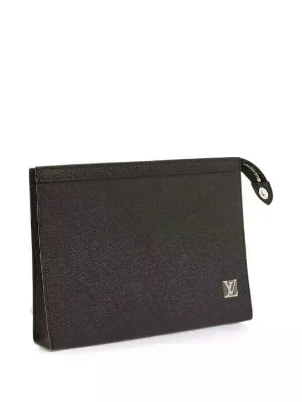 LOUIS VUITTON Pochette Voyage Taiga Leather Clutch Bag