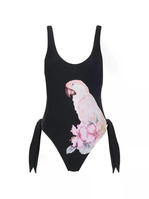 Chloé Parrot-print Side-tie Swimsuit