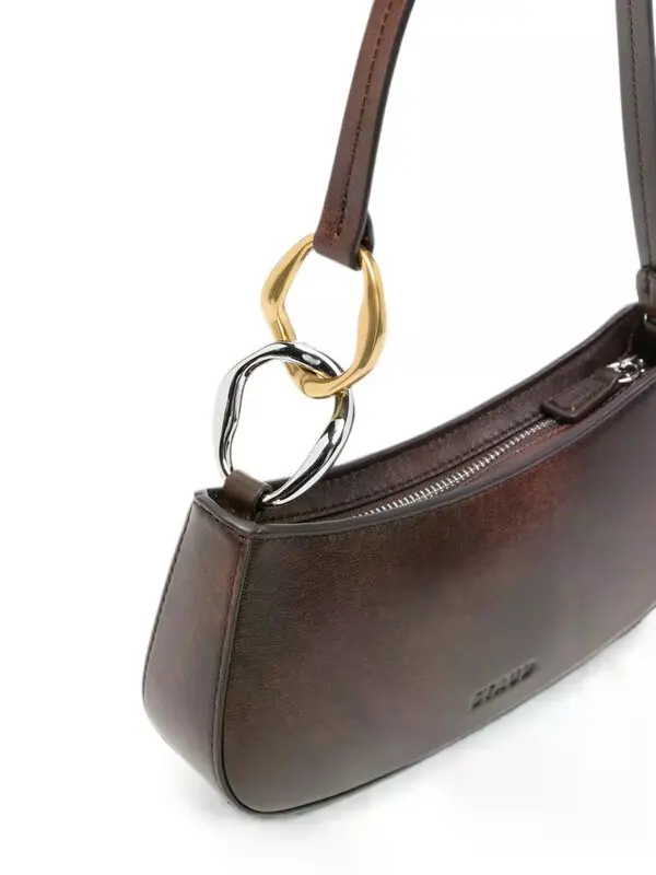 Staud Ollie Interlocking-link Leather Shoulder Bag - Brown