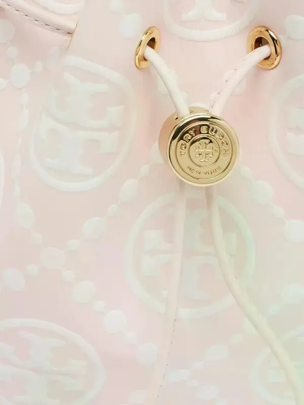 Tory Burch T Monogram Embossed Leather Bucket Bag - Pink