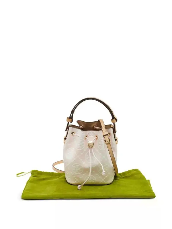 Tory Burch T Monogram Embossed Leather Bucket Bag - Pink