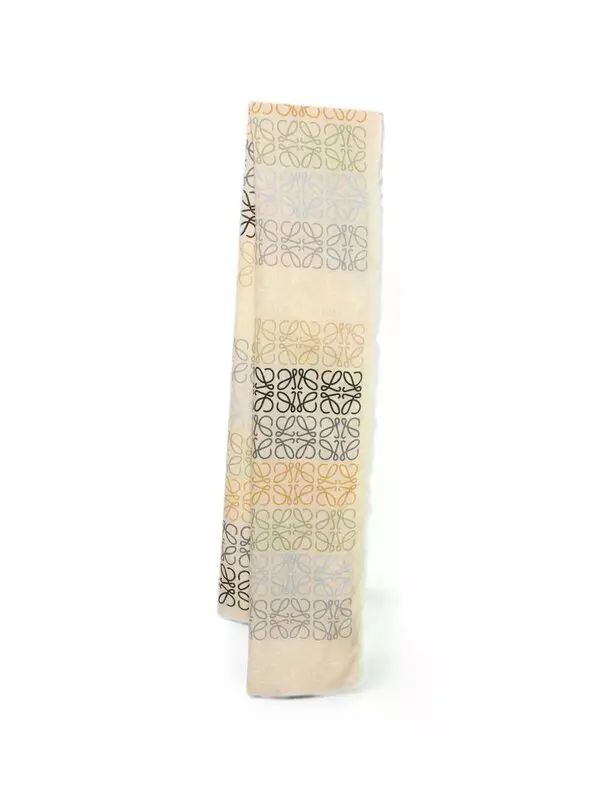 Loewe Anagram-print Scarf - Neutrals