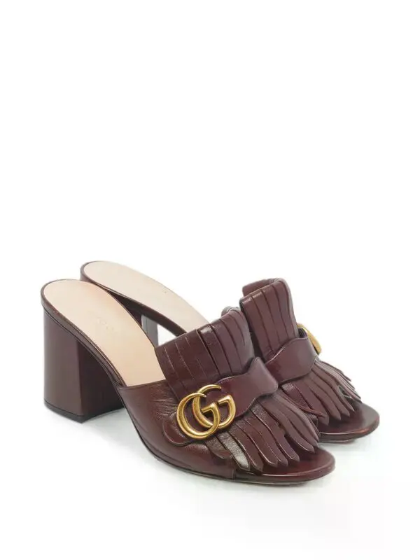Gucci Gg Marmont Fringed-leather Heeled Sandals