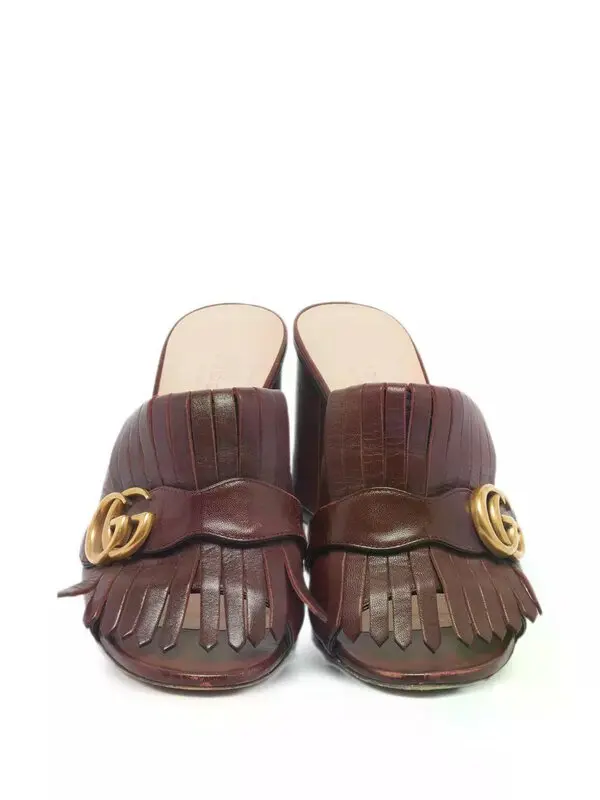 Gucci Gg Marmont Fringed-leather Heeled Sandals