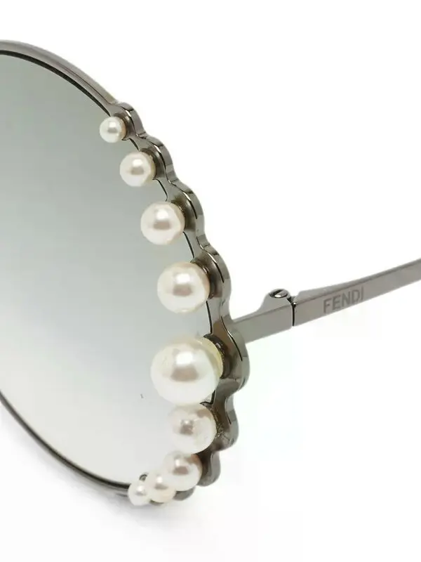 Fendi Pearl-embellished Round-frame Sunglasses