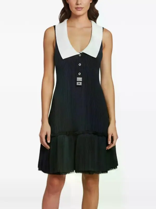 LOUIS VUITTON Ribbed-knit Pleated-skirt Mini Dress